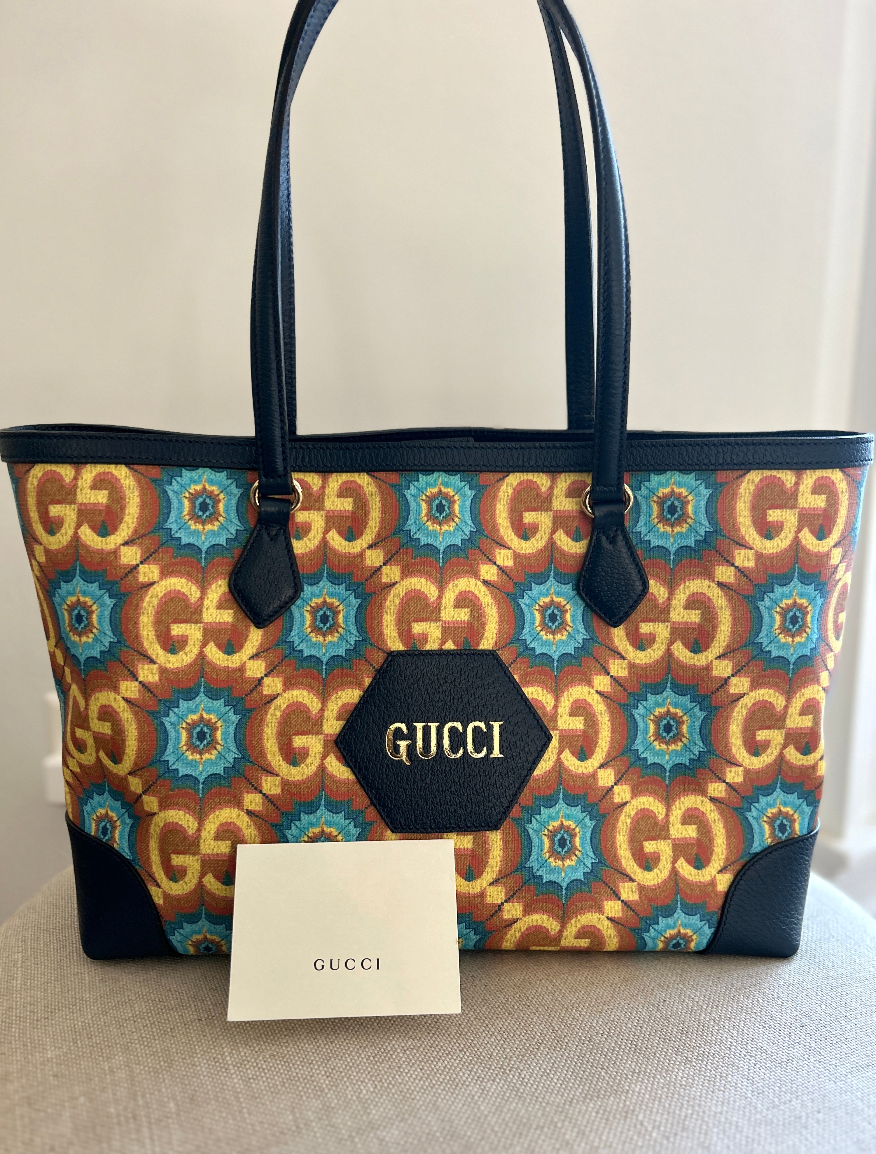 Gucci - Aria 100th Anniversary Ophidia Tote Kaleidoscope Print GG Coat ...